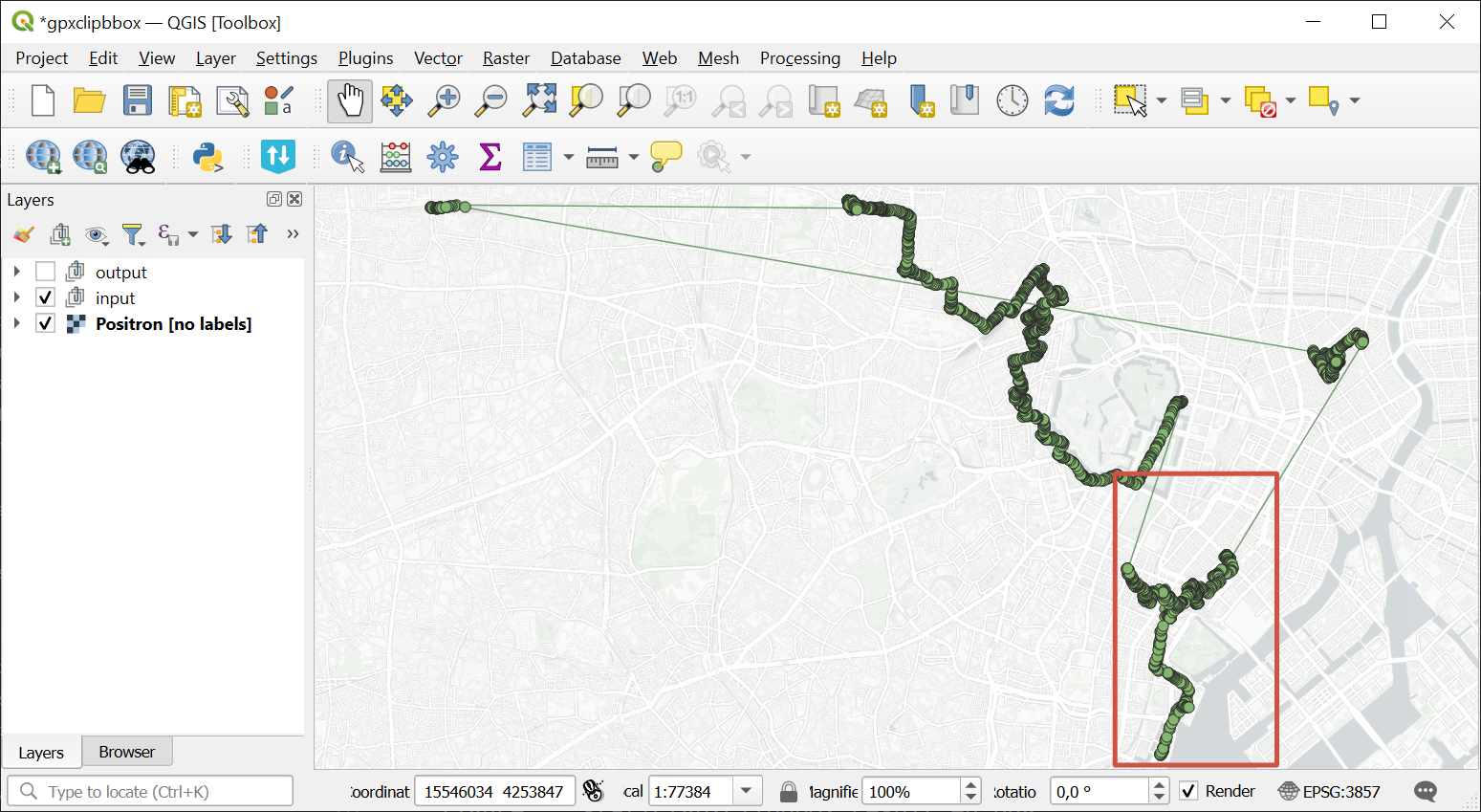 Clip GPX file by bounding box | NextGIS Toolbox