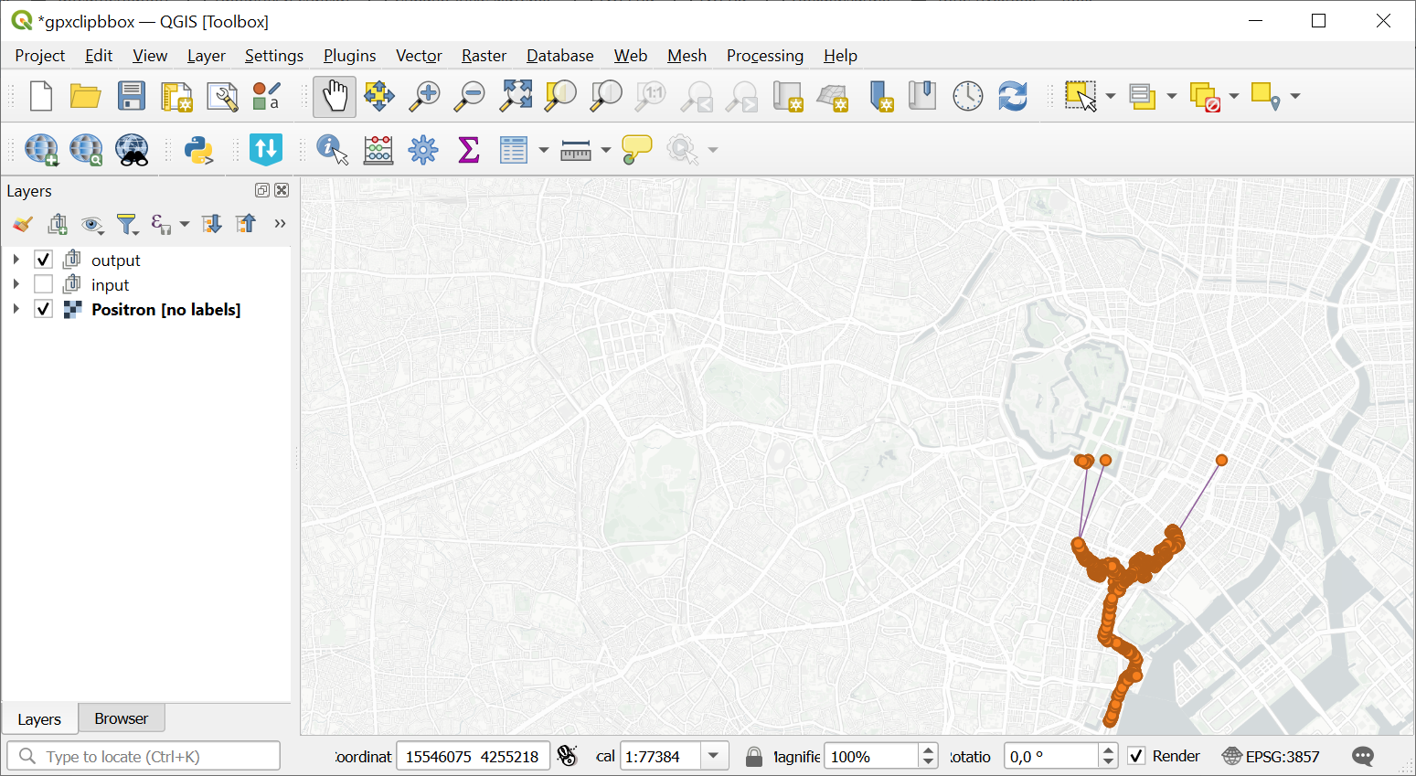 Clip GPX file by bounding box | NextGIS Toolbox
