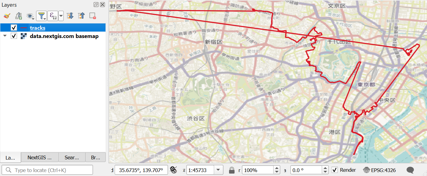 Merge GPX Tracks | NextGIS Toolbox